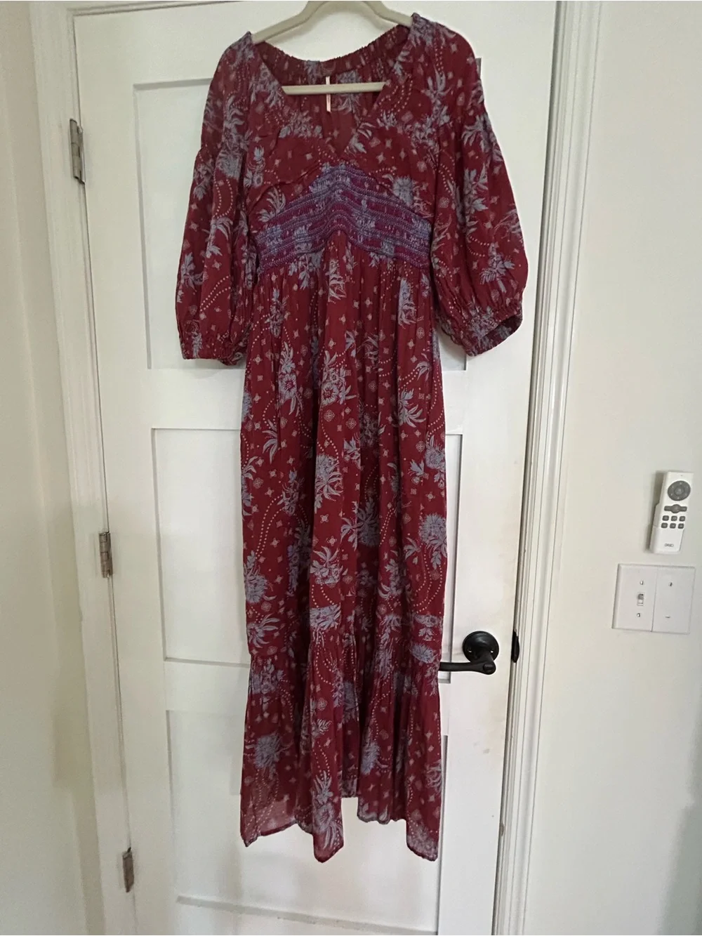 Free People | Dresses | Free People Rust Floral Maxi Dress With Blue ...